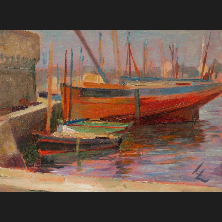 Léon LACHASSAGNE, Bateaux à Concarneau, tableau - Galerie Cerca Trova, tableaux, dessins et ...