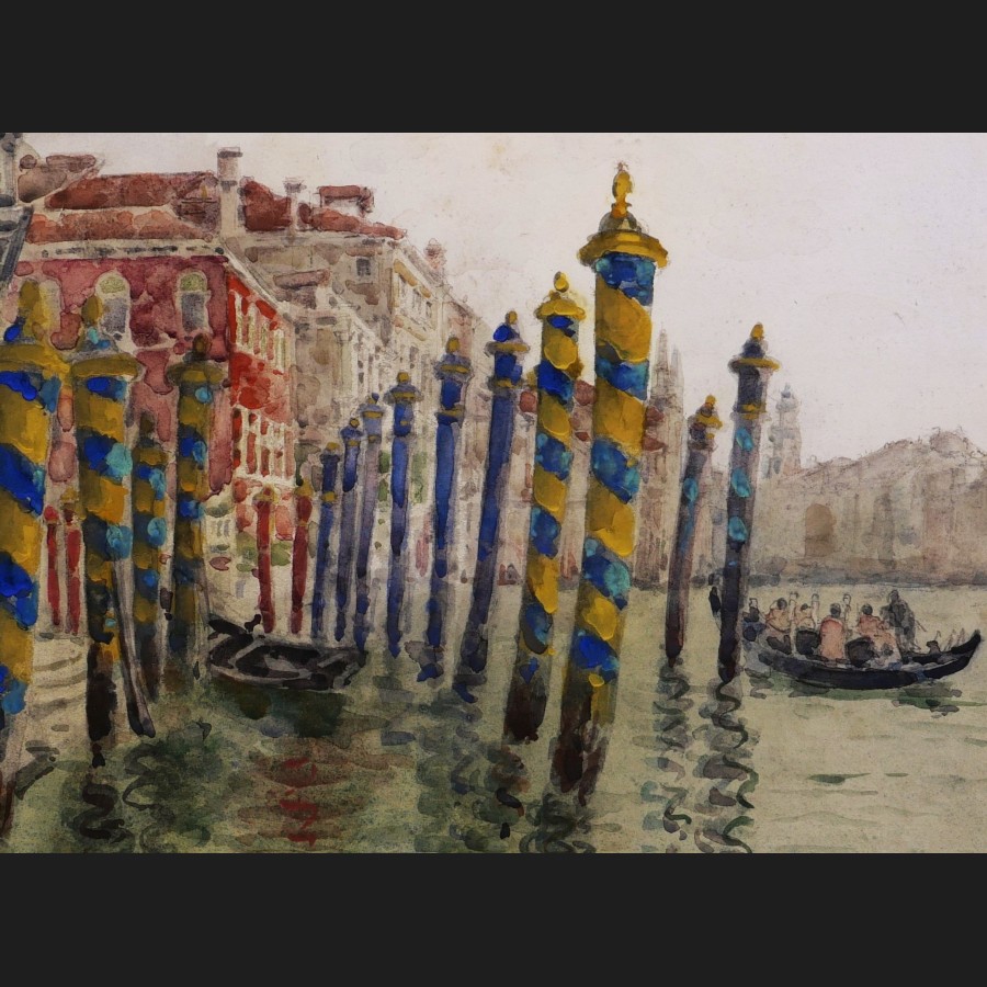 Charles TOCHÉ, Vue sur le Grand Canal à Venise, aquarelle - Galerie Cerca Trova, tableaux ...