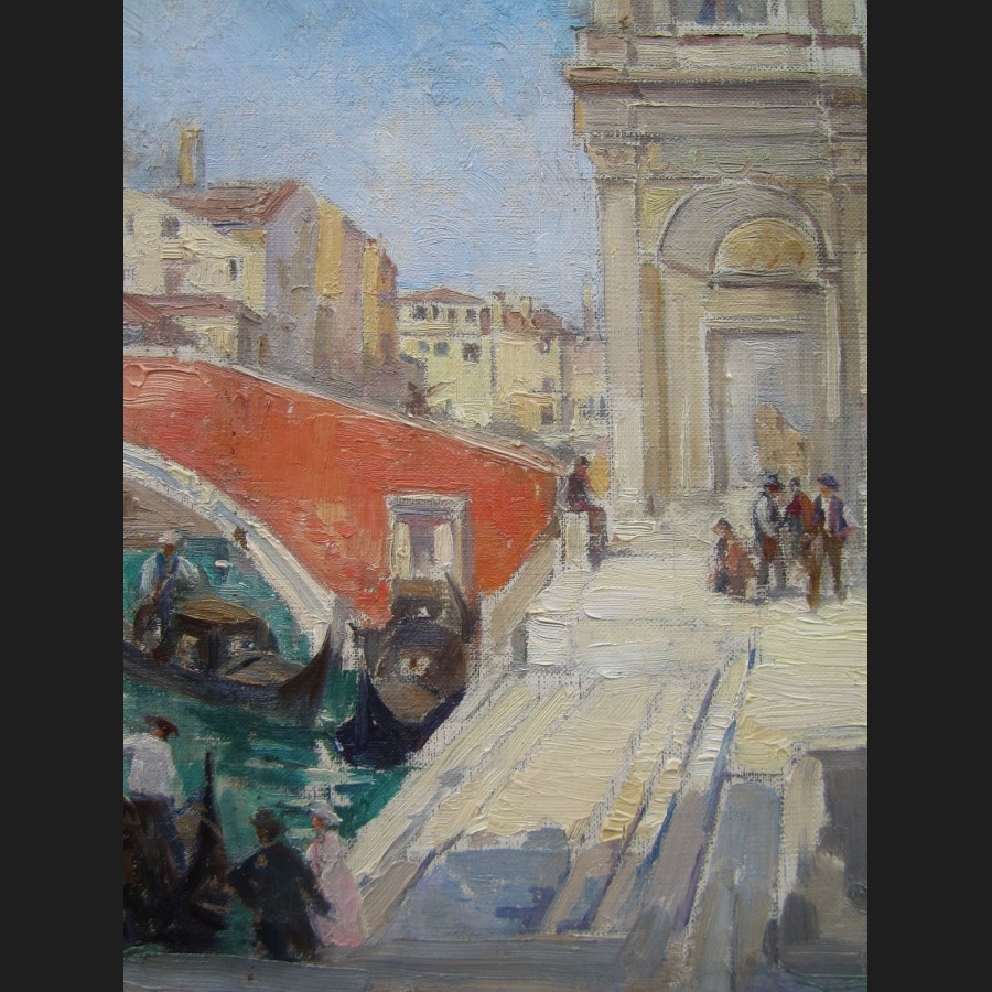 Charles HIRLEMANN, Le rio dei Mendicanti et l'église Santi Giovanni e Paolo à Venise, tableau ...