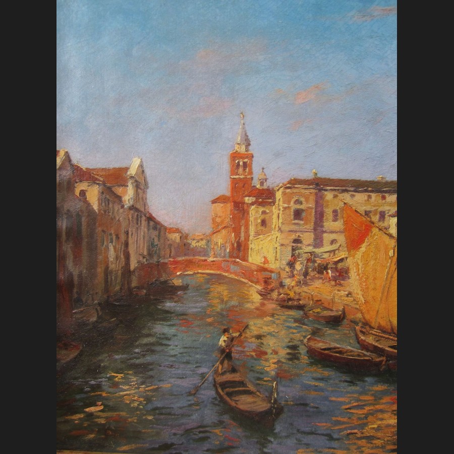 Attribué à Gaston Hippolyte Ambroise BOUCART, Canal animé à Venise, tableau - Galerie Cerca ...